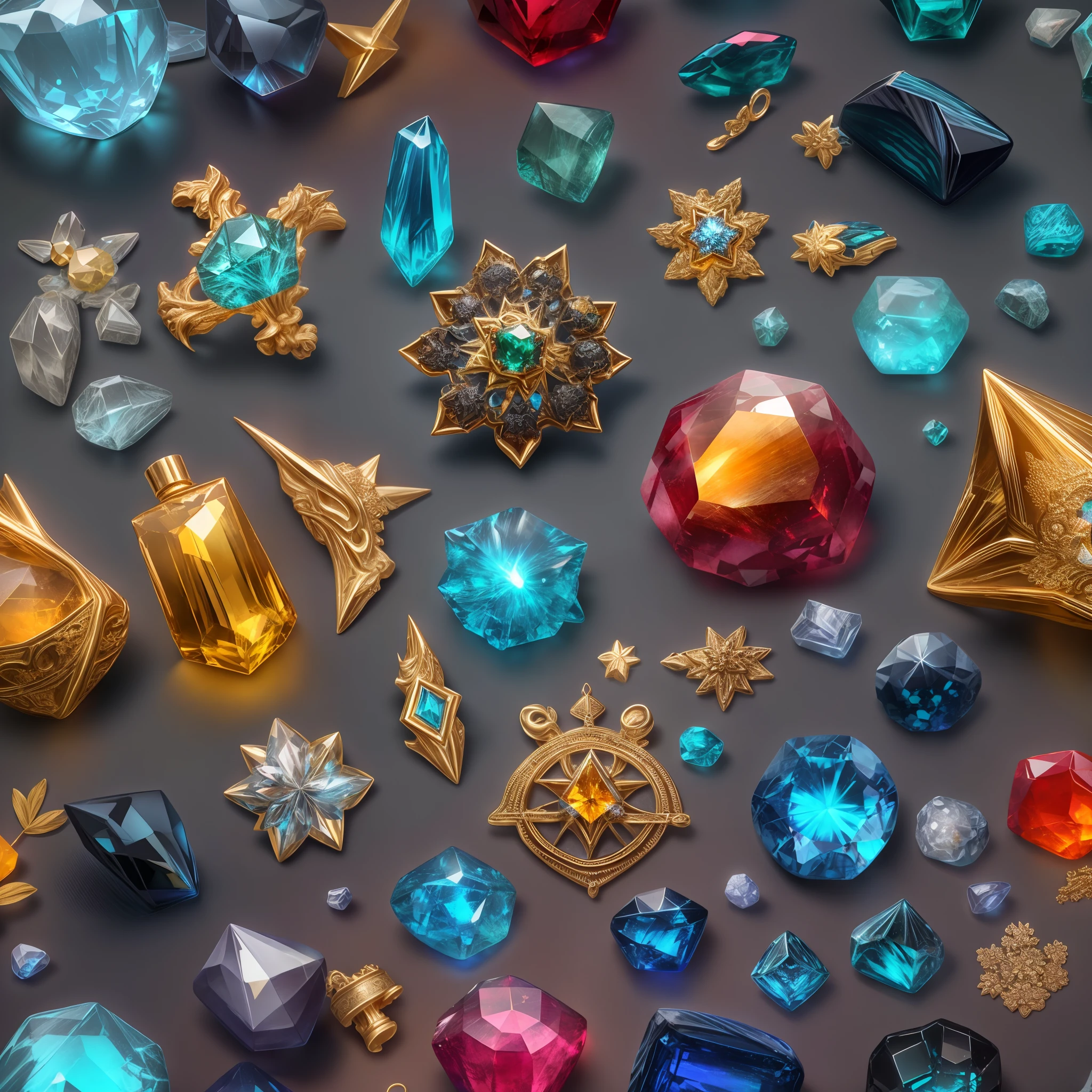 A close up of a bunch of different colored gems on a table - SeaArt AI
