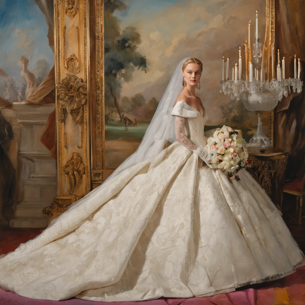 Arafed portrait of a bride in a wedding dress with a bouquet - SeaArt AI