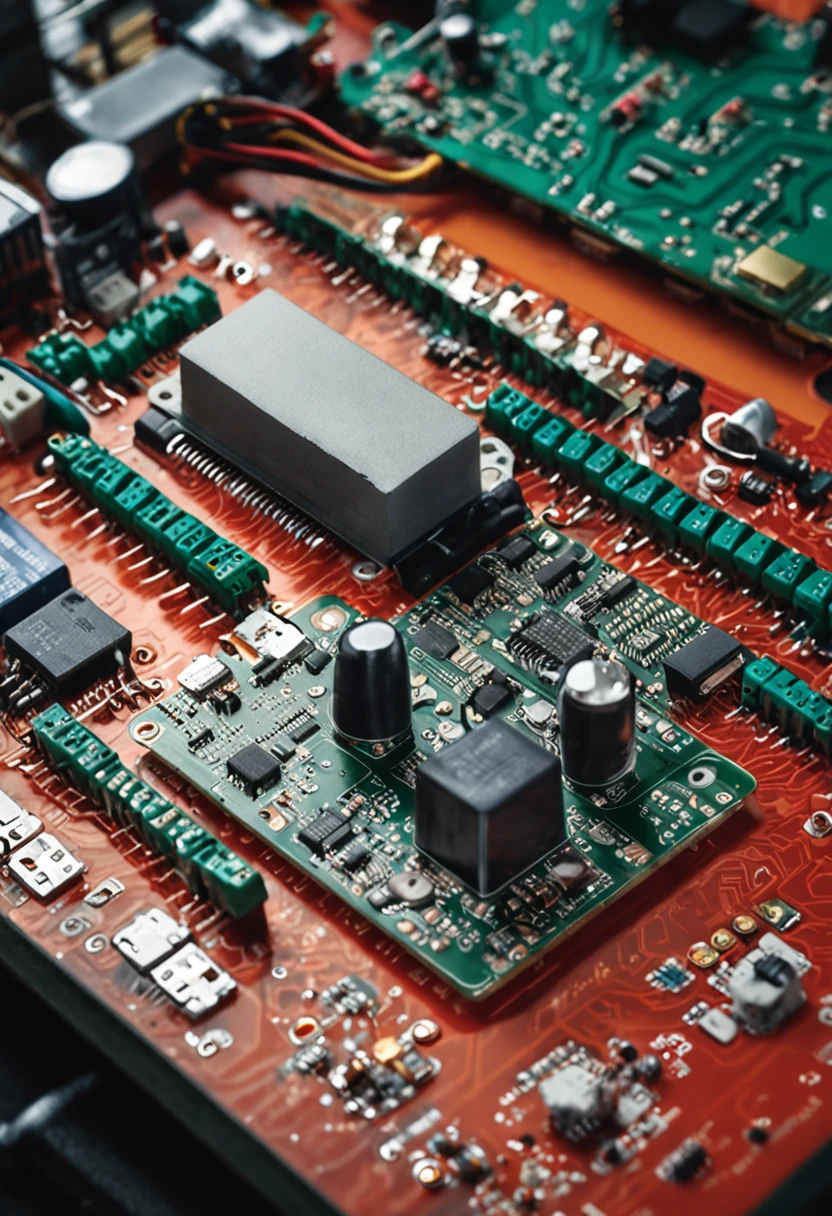 A close up of a computer motherboard with many electronic components ...