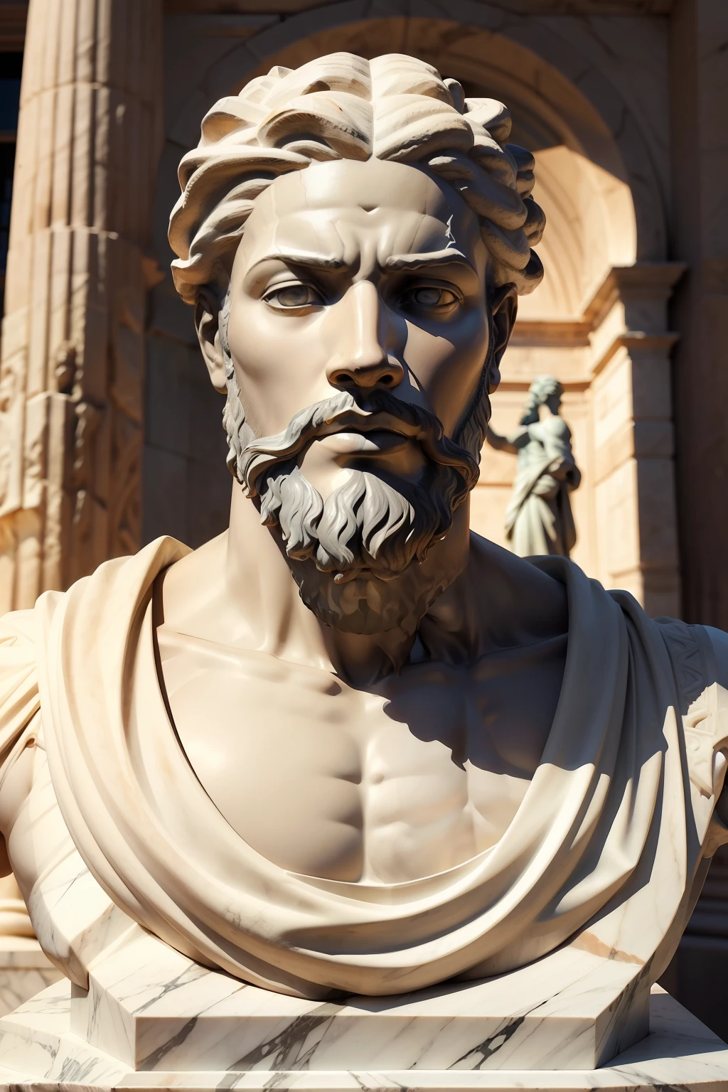 A close up of a statue of a man with a beard - SeaArt AI