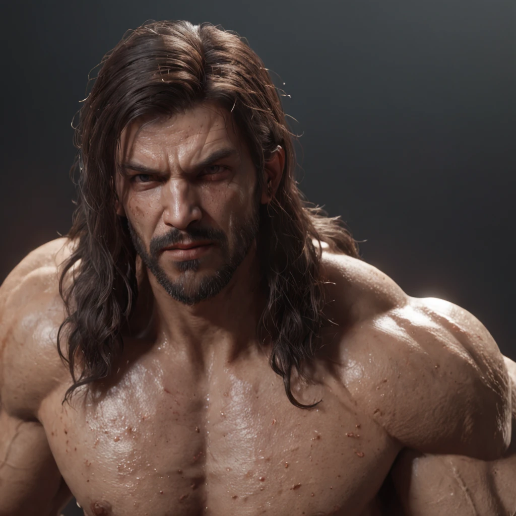 A man with long hair and a beard is posing for a photo - SeaArt AI