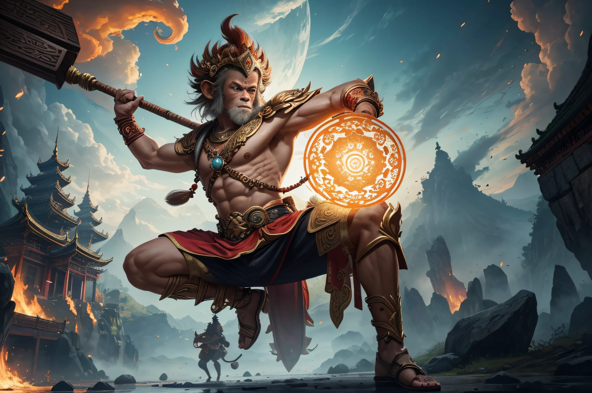 A man with a sword and a shield in his hand - SeaArt AI