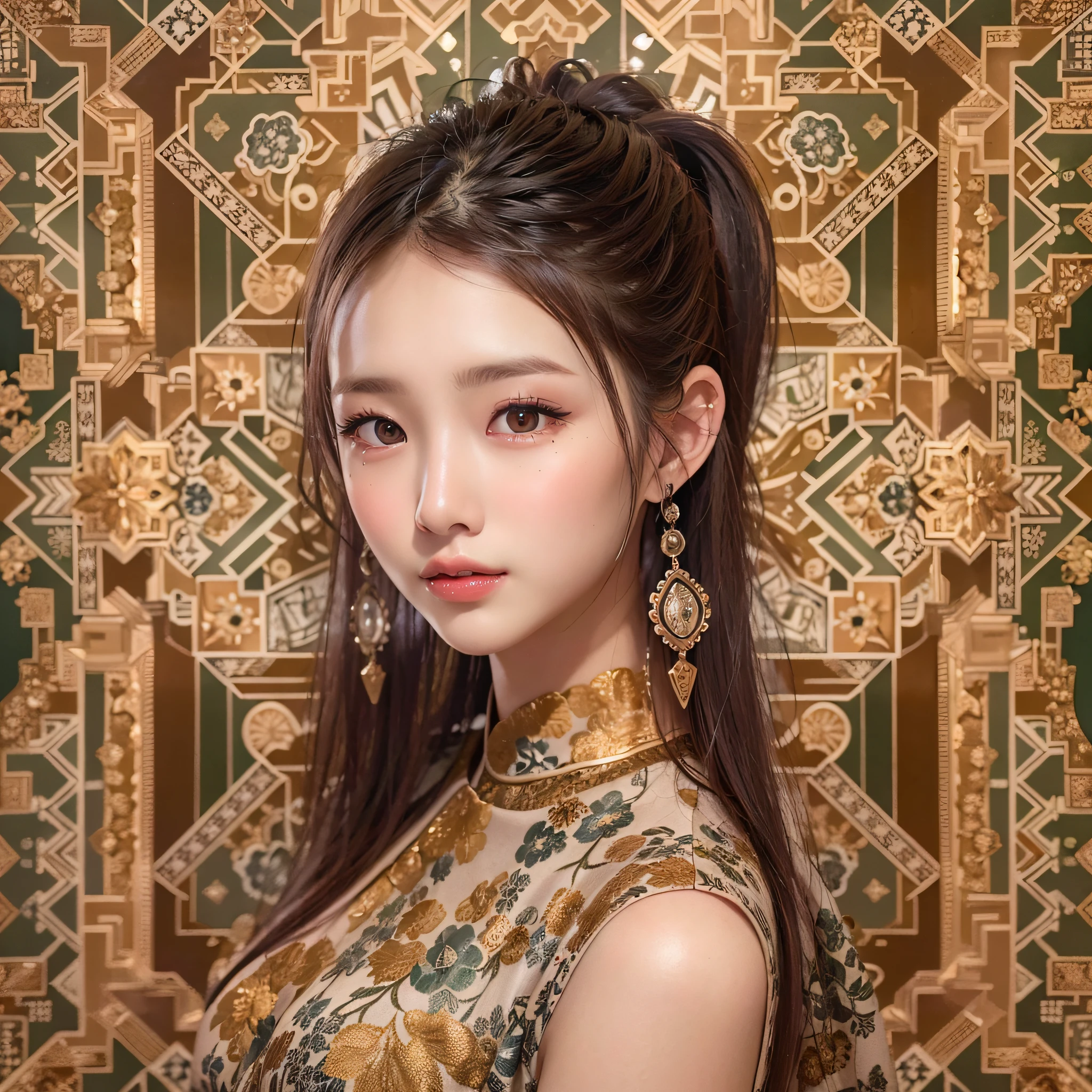 A close up of a woman with long hair wearing a dress - SeaArt AI