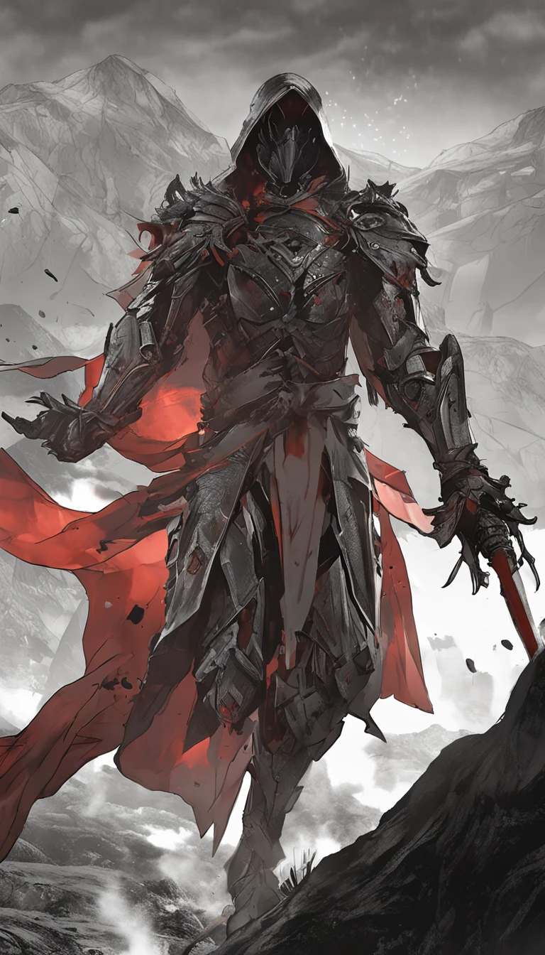 A close up of a person with a sword in a mountain - SeaArt AI