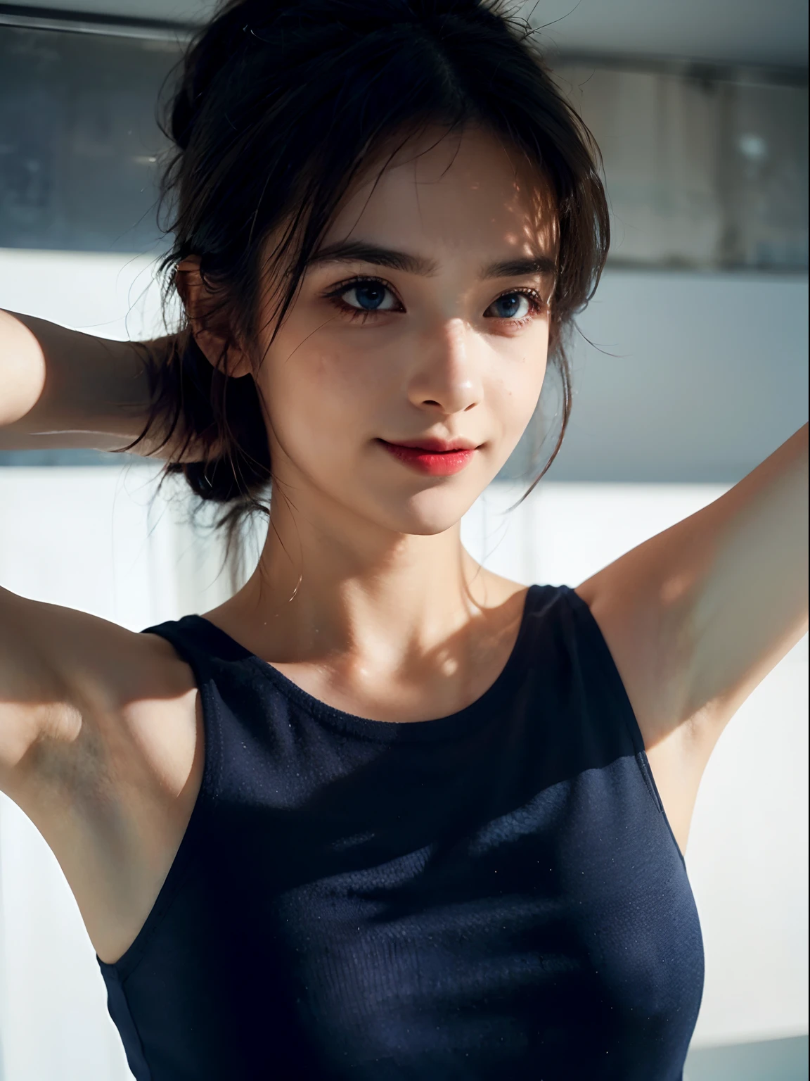 Arafed woman in a black top posing for a picture - SeaArt AI