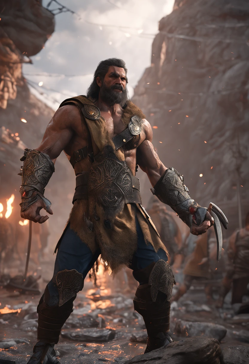 A man in a brown outfit standing in front of a mountain - SeaArt AI