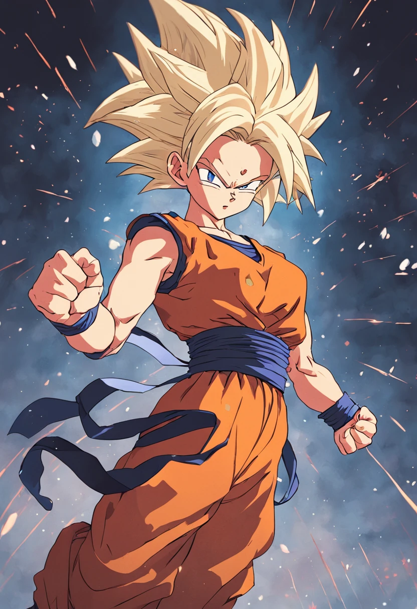 A cartoon image of a young gohan running through the sky - SeaArt AI
