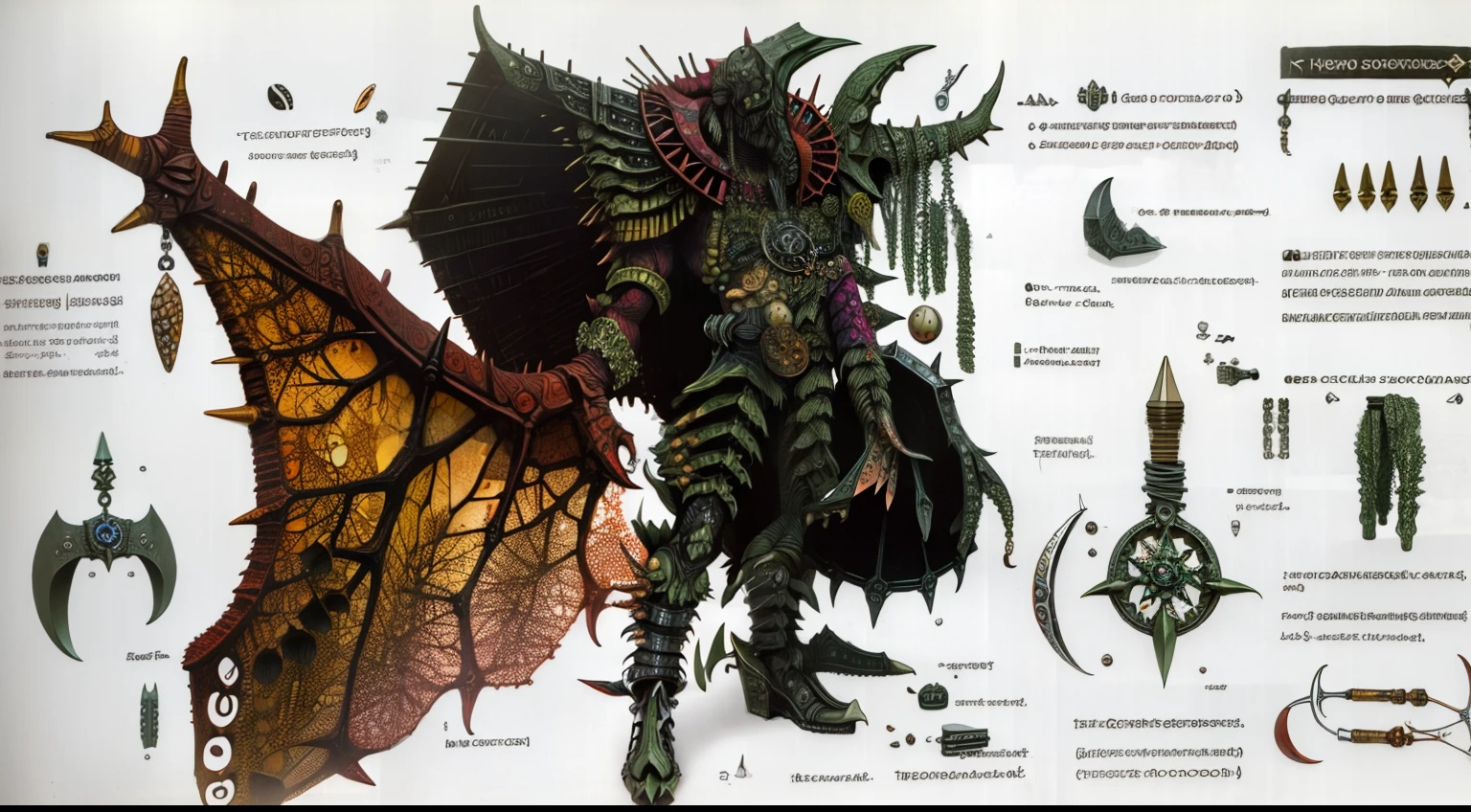 A close up of a dragon with a lot of different weapons - SeaArt AI
