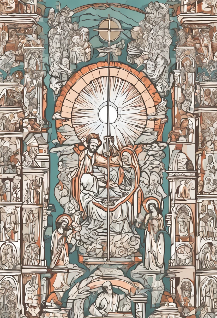 A close up of a stained glass window with a religious scene - SeaArt AI