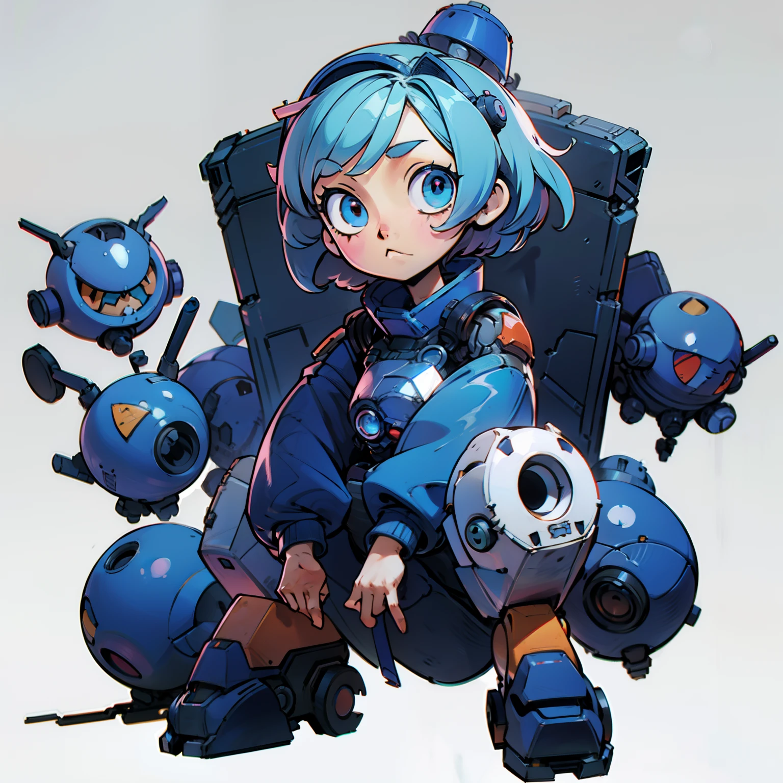 A close up of a person with a robot on a white background - SeaArt AI