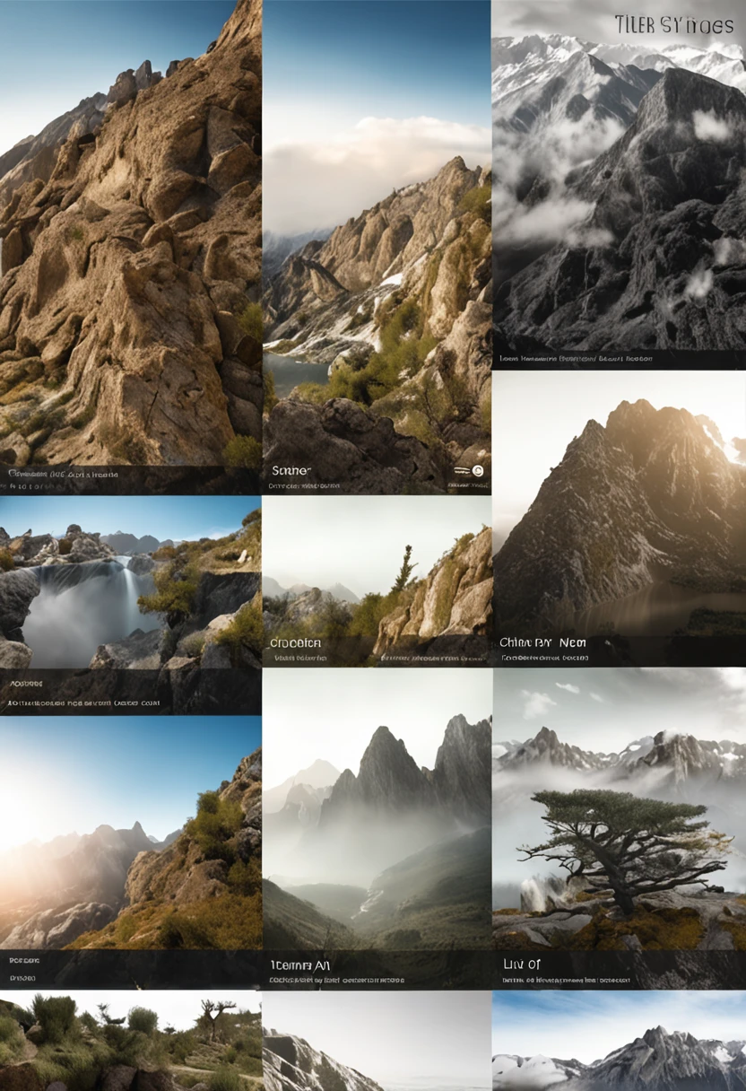 A series of photos of mountains with a few clouds - SeaArt AI