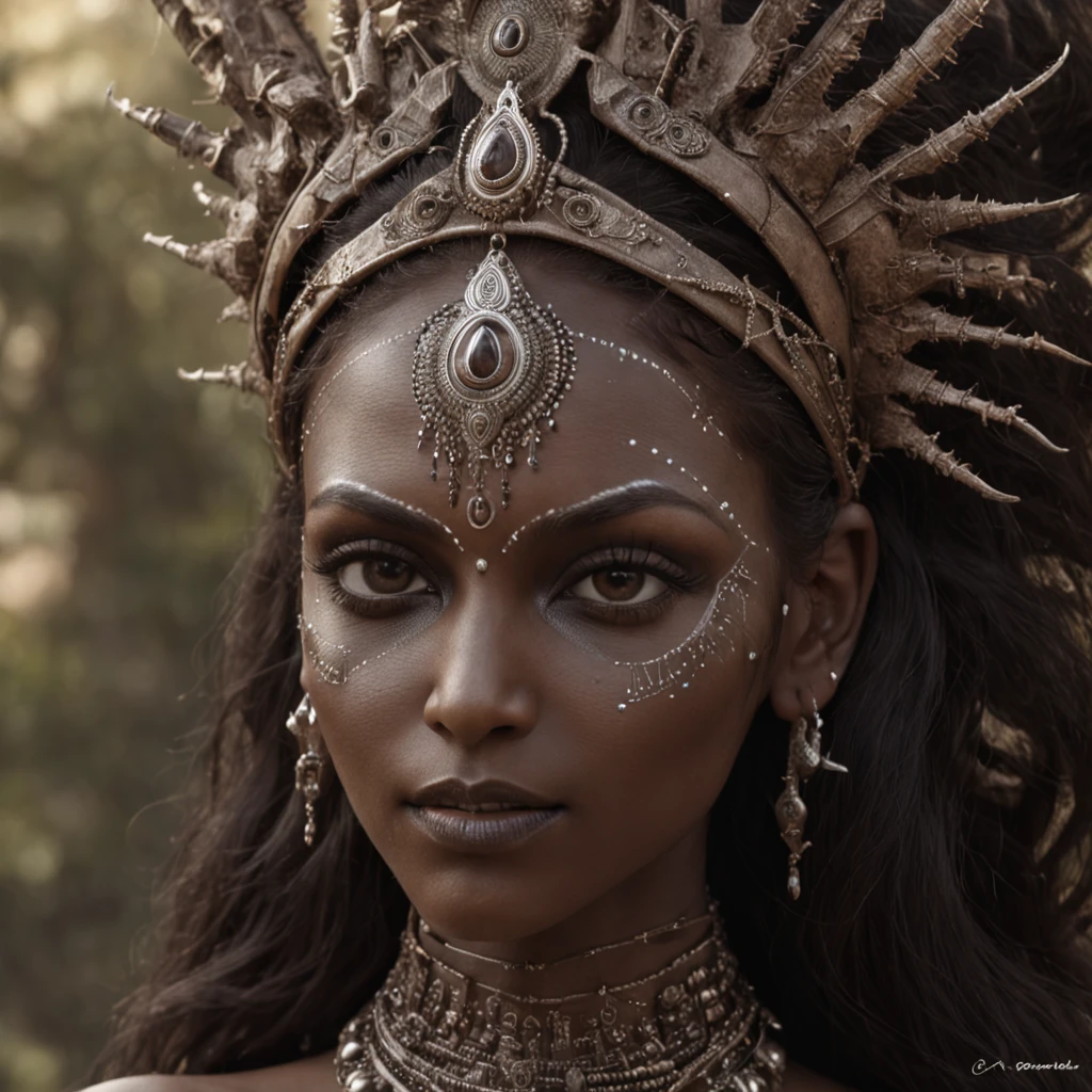 A woman with a crown and a necklace on her head - SeaArt AI