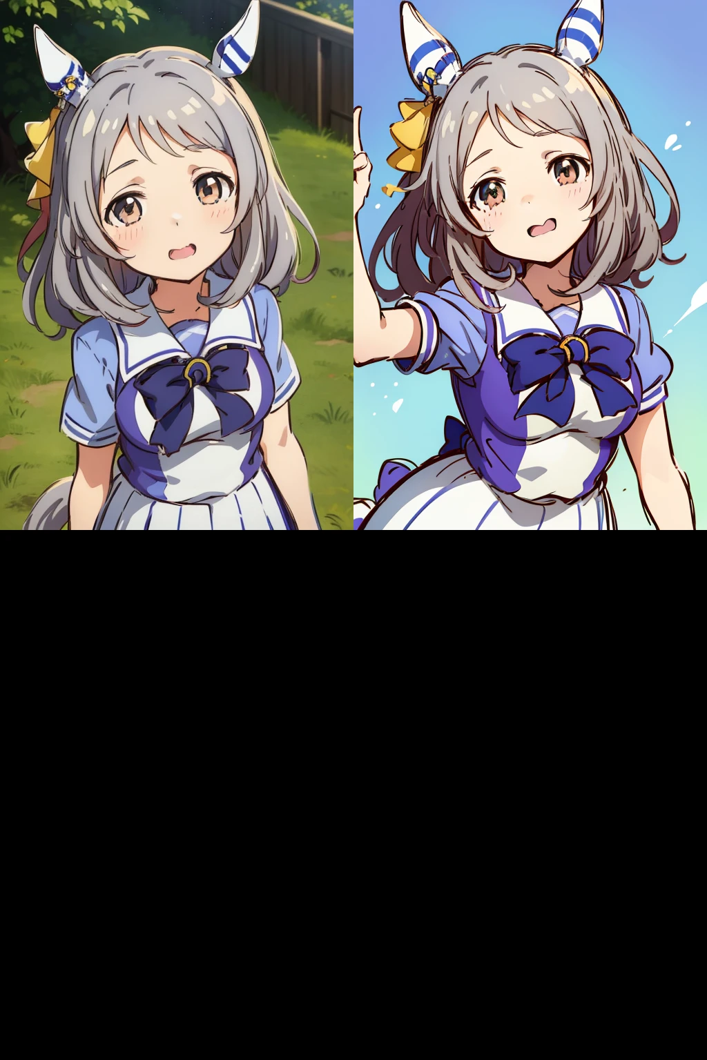 (Hishi Miracle,Chibi,sketch,anime colours,Upper body:1.2),cute little ...