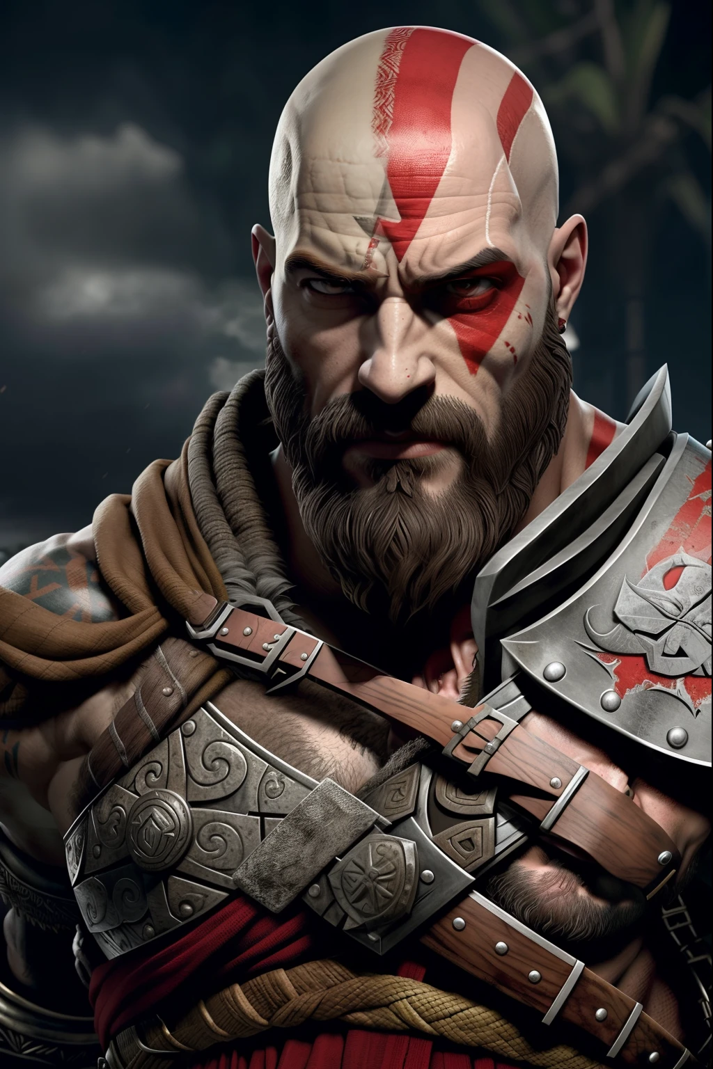 A close up of a man with a beard and a red face - SeaArt AI