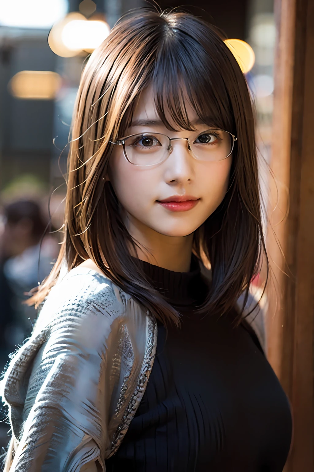 Araffe asian woman with glasses and a black top posing for a picture ...