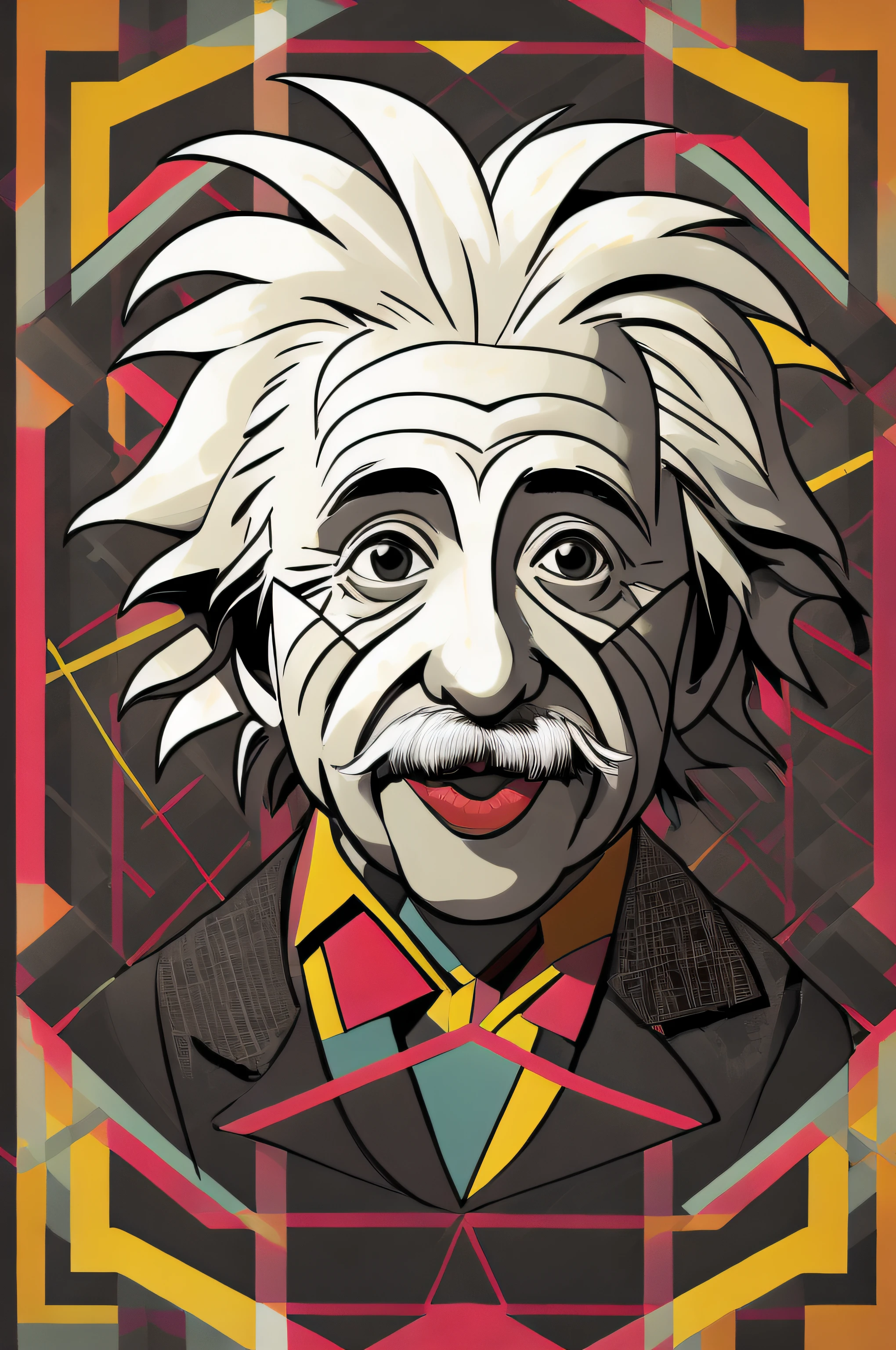 A digital painting of albertian man with a mustache and tie - SeaArt AI