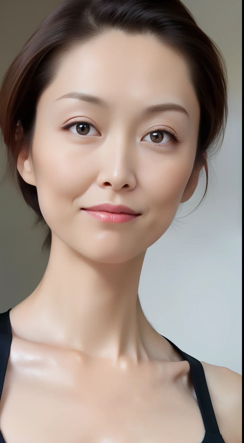 A close up of a woman with a black top and a black bra - SeaArt AI