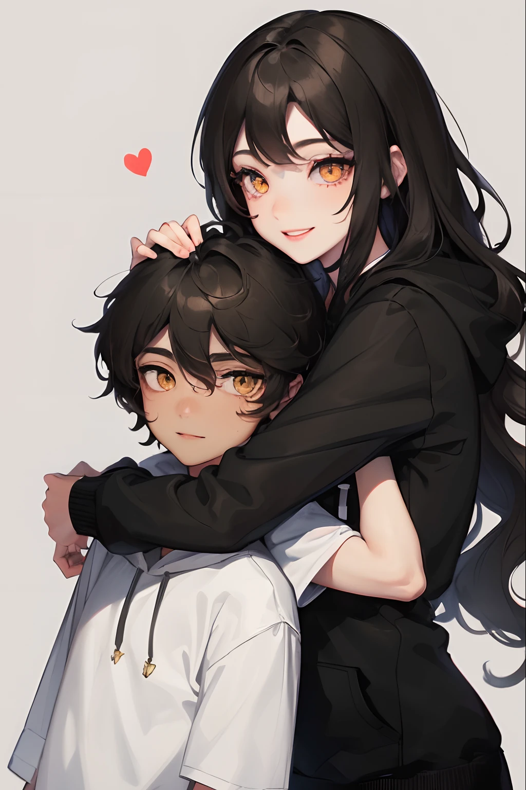 Anime couple hugging each other with a heart in the background - SeaArt AI