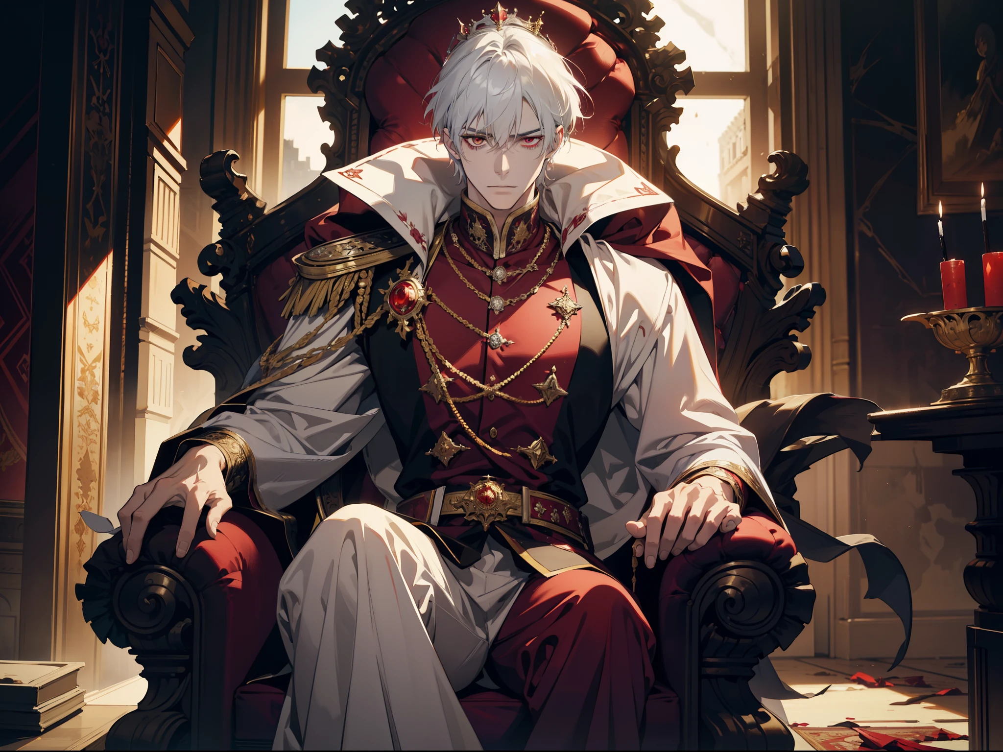 Anime character sitting in a throne with a candle and a candle - SeaArt AI