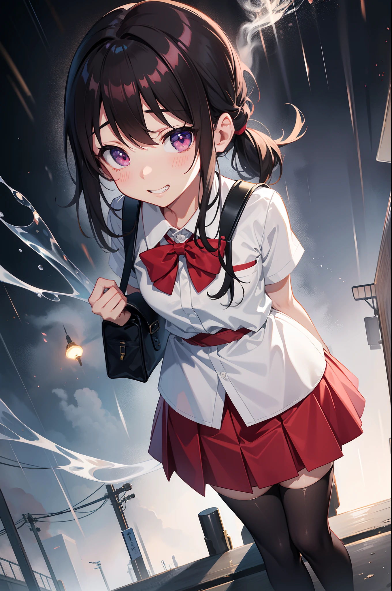 Anime girl with camera in rain - SeaArt AI