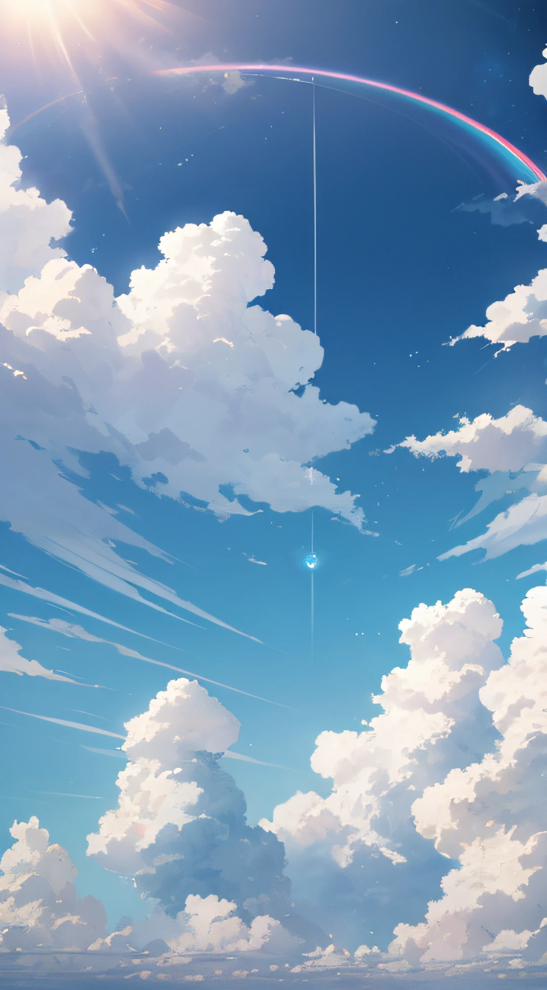 Anime scenery of a rainbow in the sky with clouds and a rainbow - SeaArt AI
