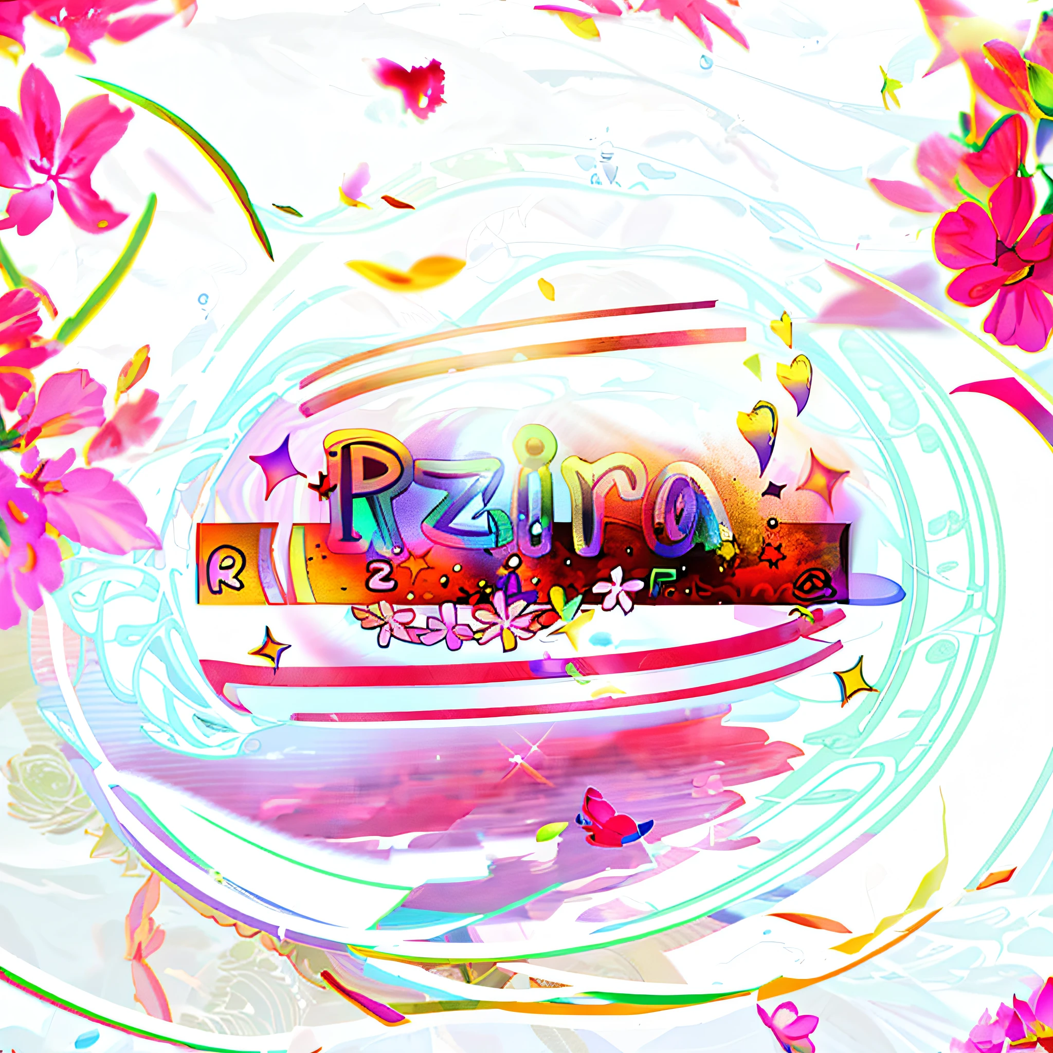 A close up of a colorful picture of a sign with flowers - SeaArt AI