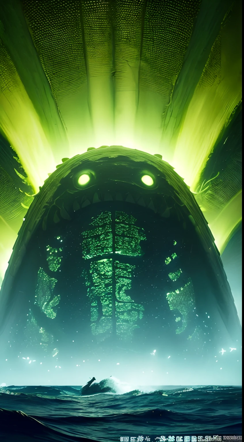 A close up of a poster of a spaceship in the ocean - SeaArt AI