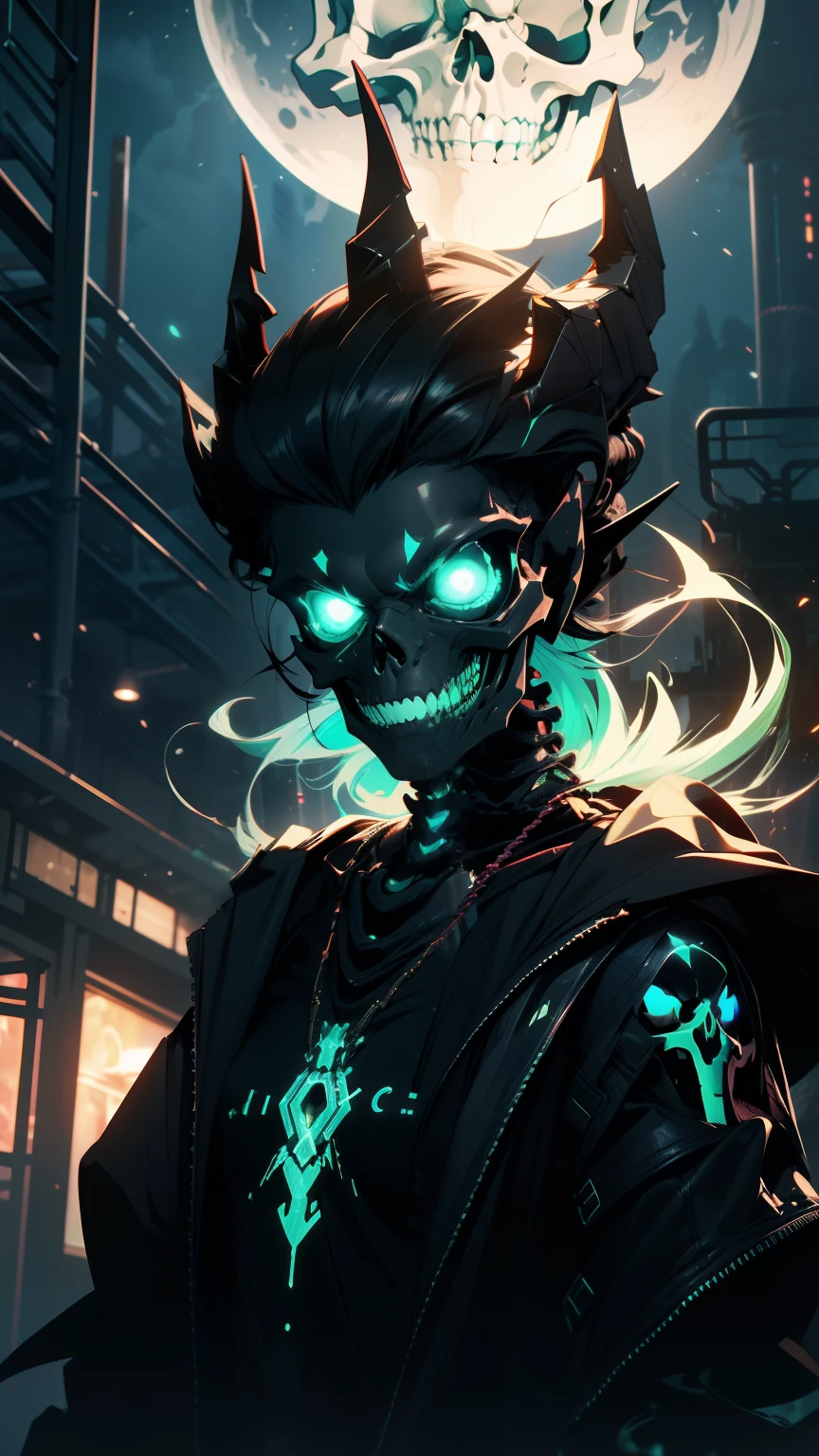 A close up of a person with a skull on their head - SeaArt AI