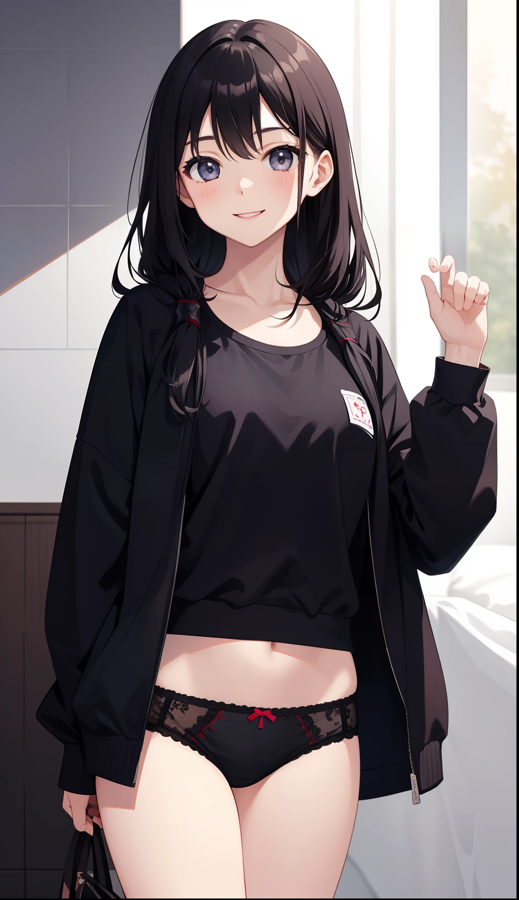 Anime Girl In Black Shirt And Panties Posing For A Picture Seaart Ai