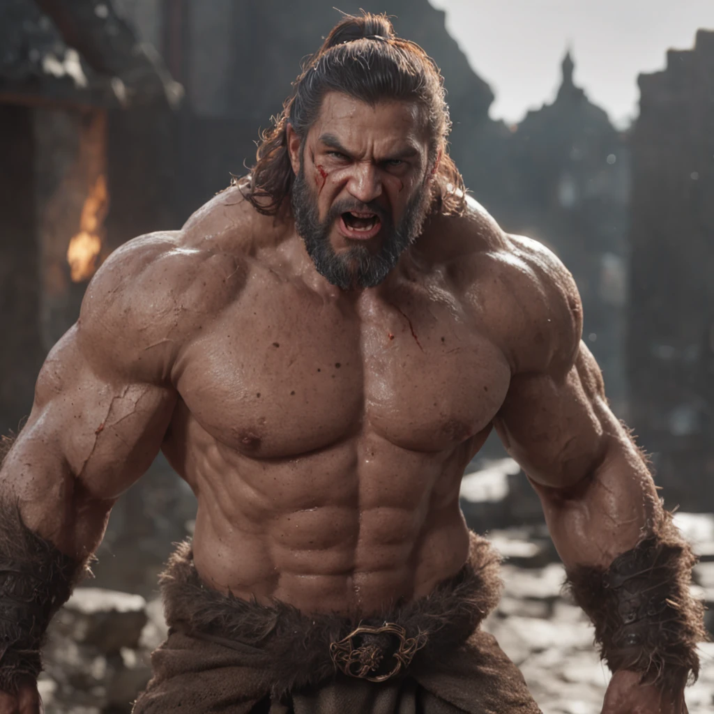 A man with a beard and a beard in a scene from the movie conan - SeaArt AI