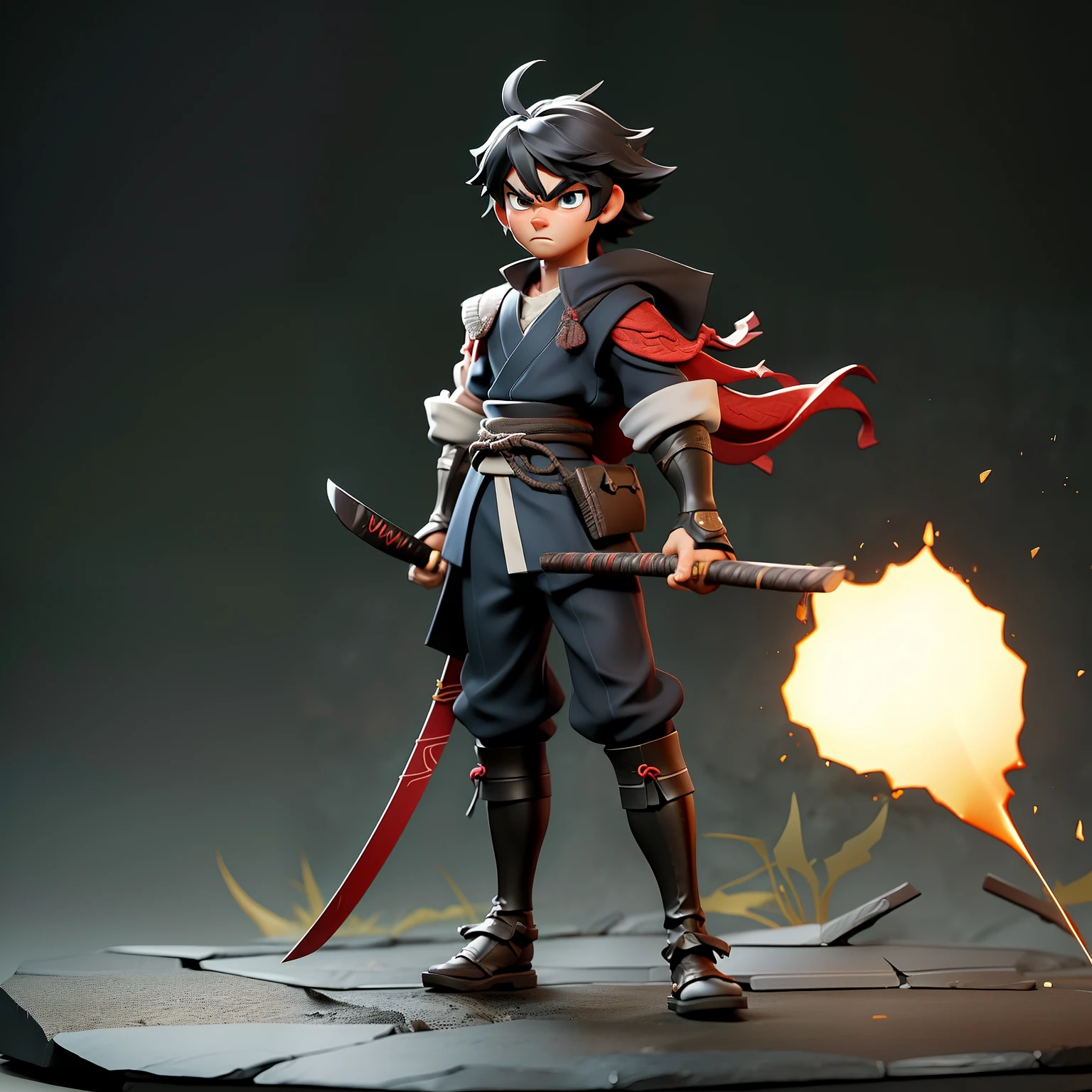 A close up of a toy figure of a person with a sword - SeaArt AI