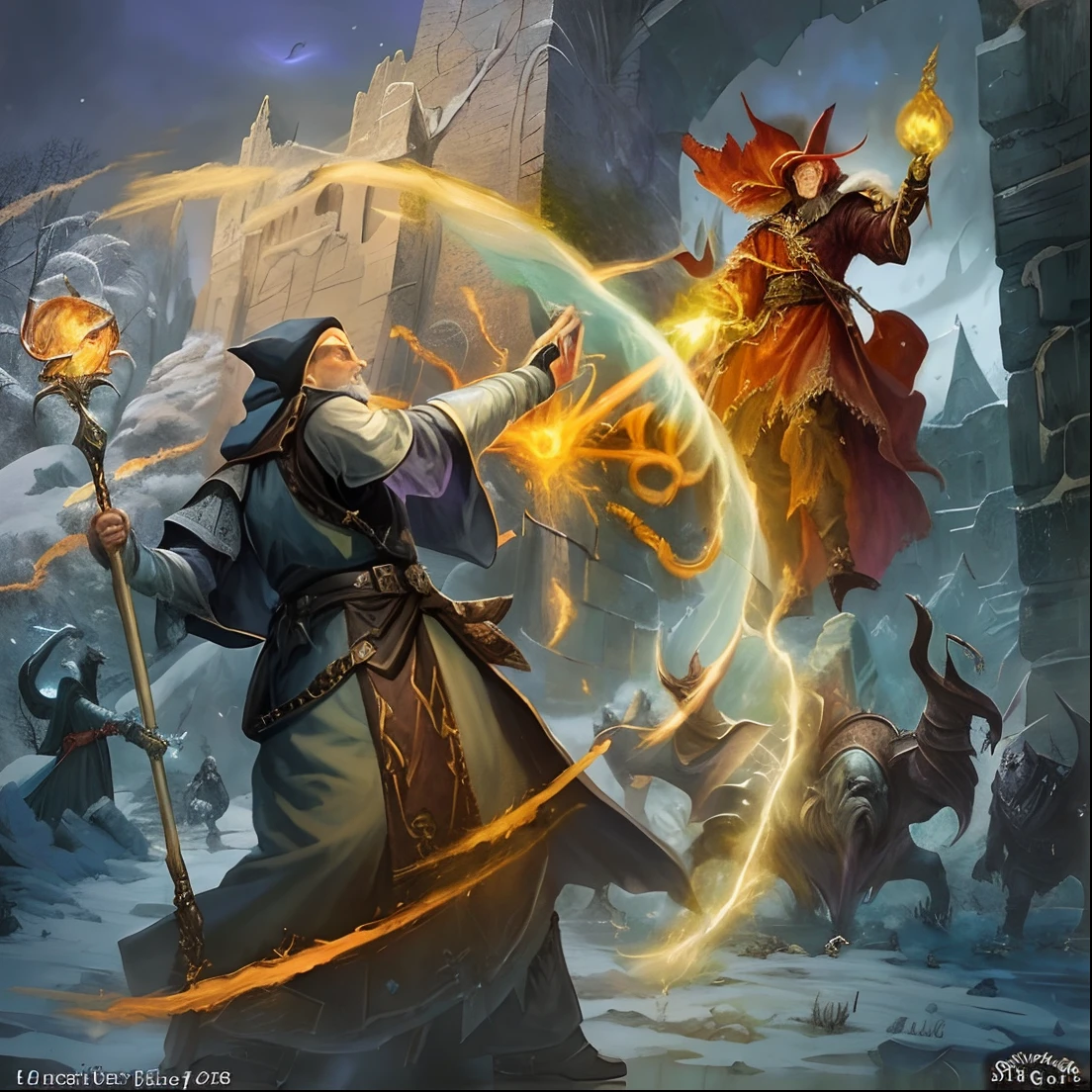 A close up of a person holding a staff near a bunch of animals - SeaArt AI