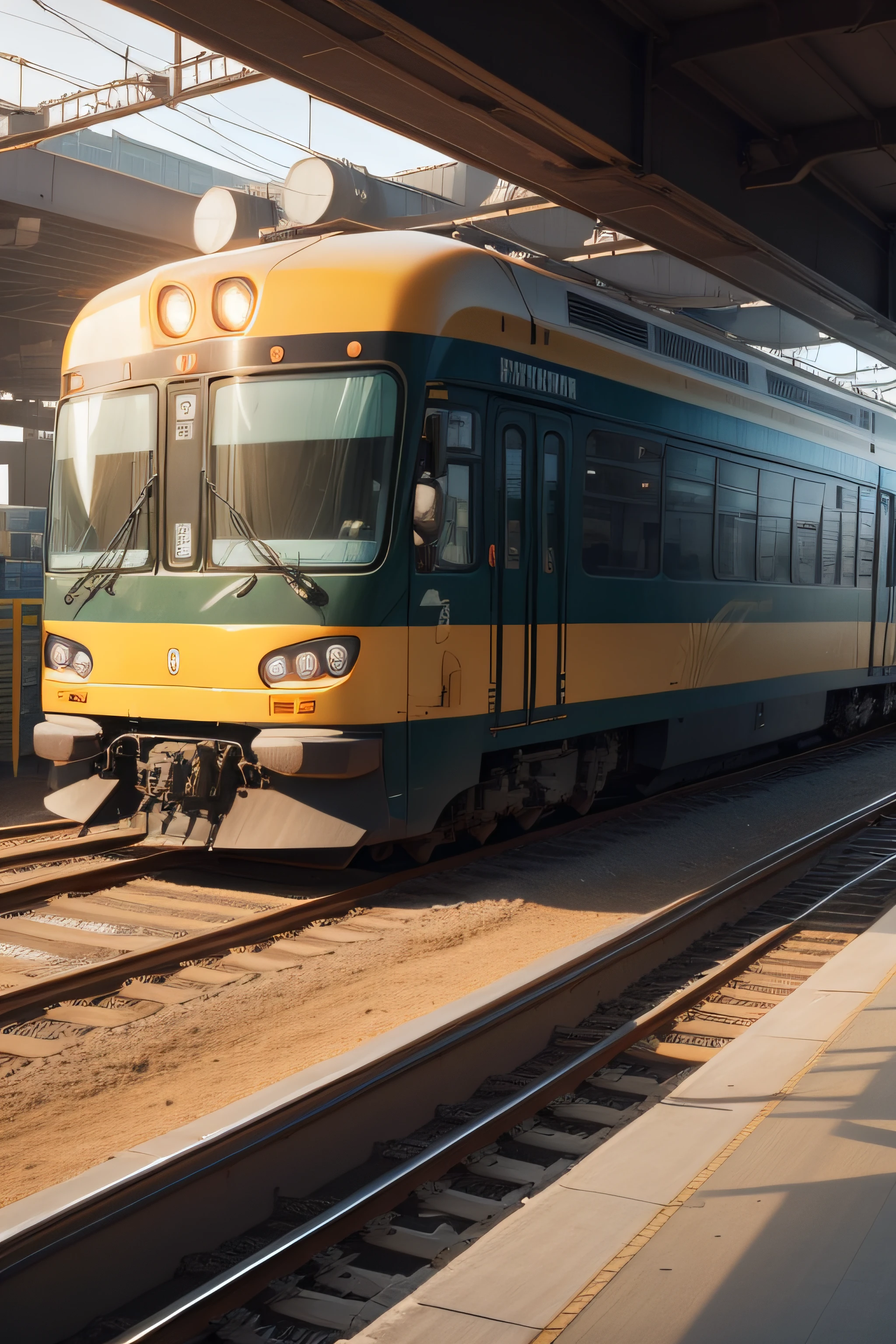 There is a train that is going down the tracks at the station - SeaArt AI