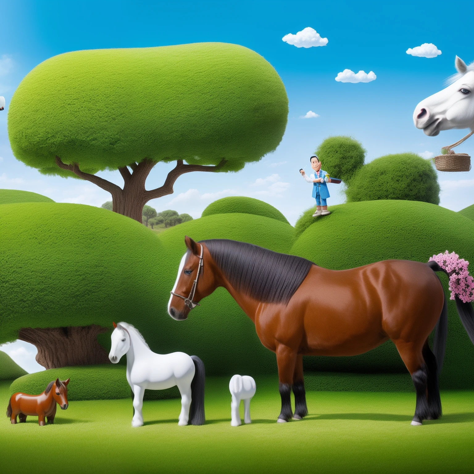 There are a lot of horses that are standing in the grass - SeaArt AI
