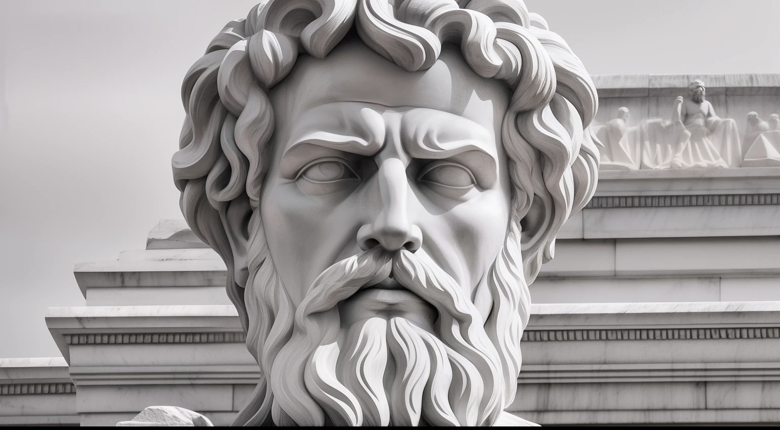 A close up of a statue of a man with a beard - SeaArt AI