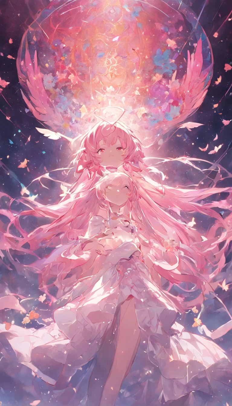 Anime Girl With Pink Hair And Wings Flying In The Air Seaart Ai