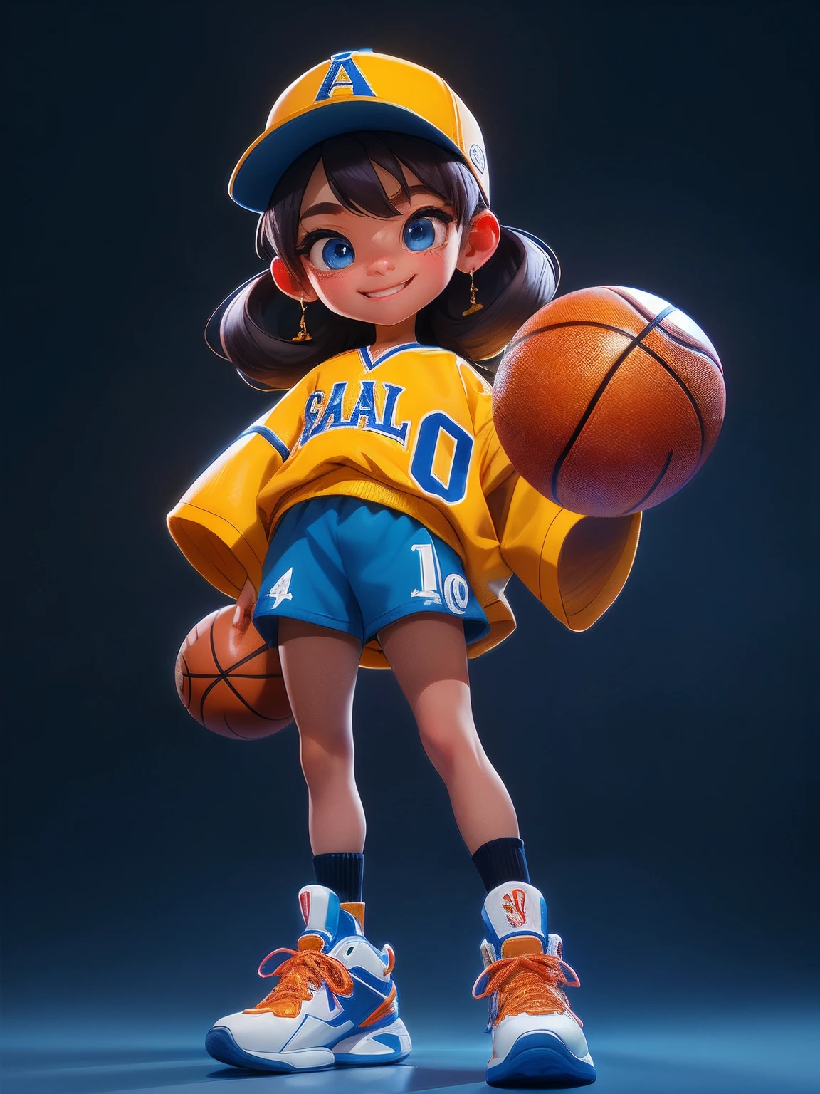 A cartoon character of a girl holding a basketball ball - SeaArt AI