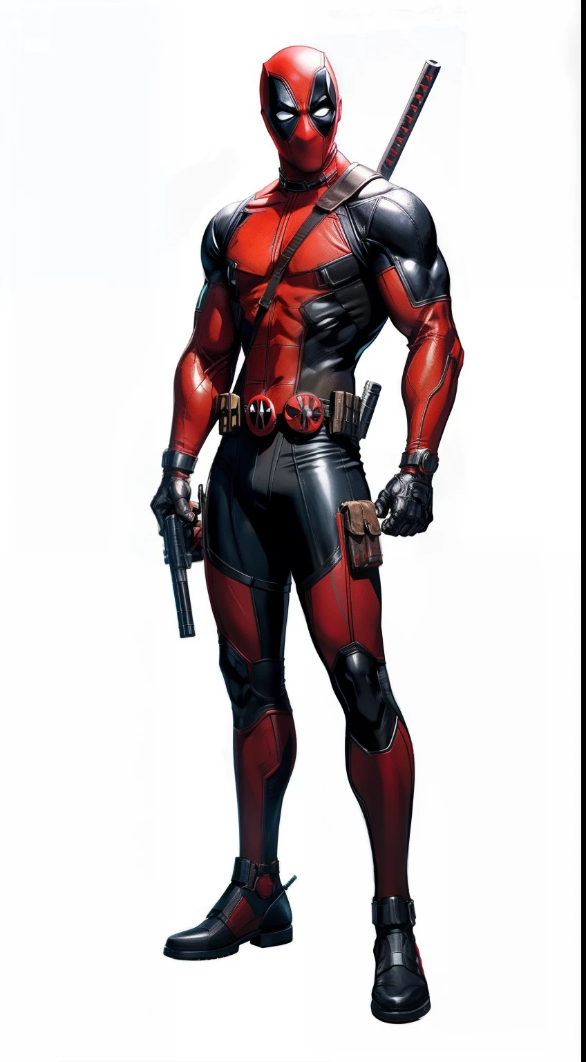A close up of a deadpool with a gun and a glove - SeaArt AI
