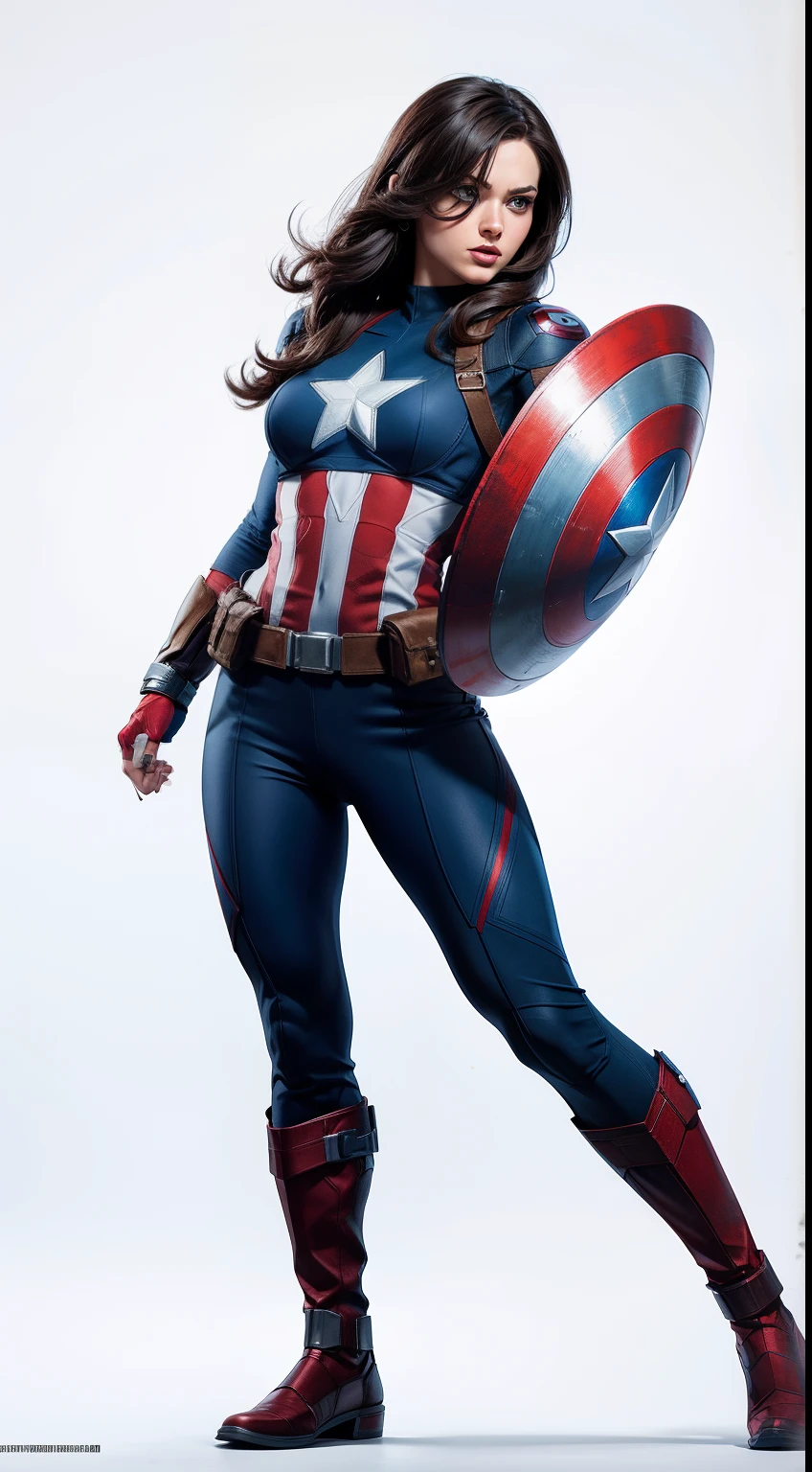 A woman in a captain america costume holding a shield - SeaArt AI