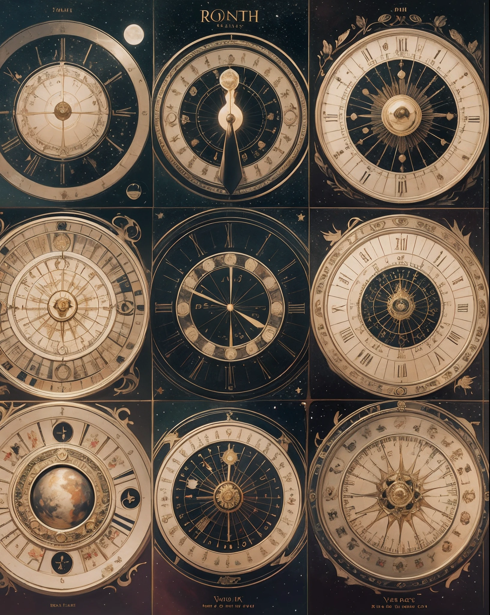 A close up of a clock with different times and numbers - SeaArt AI