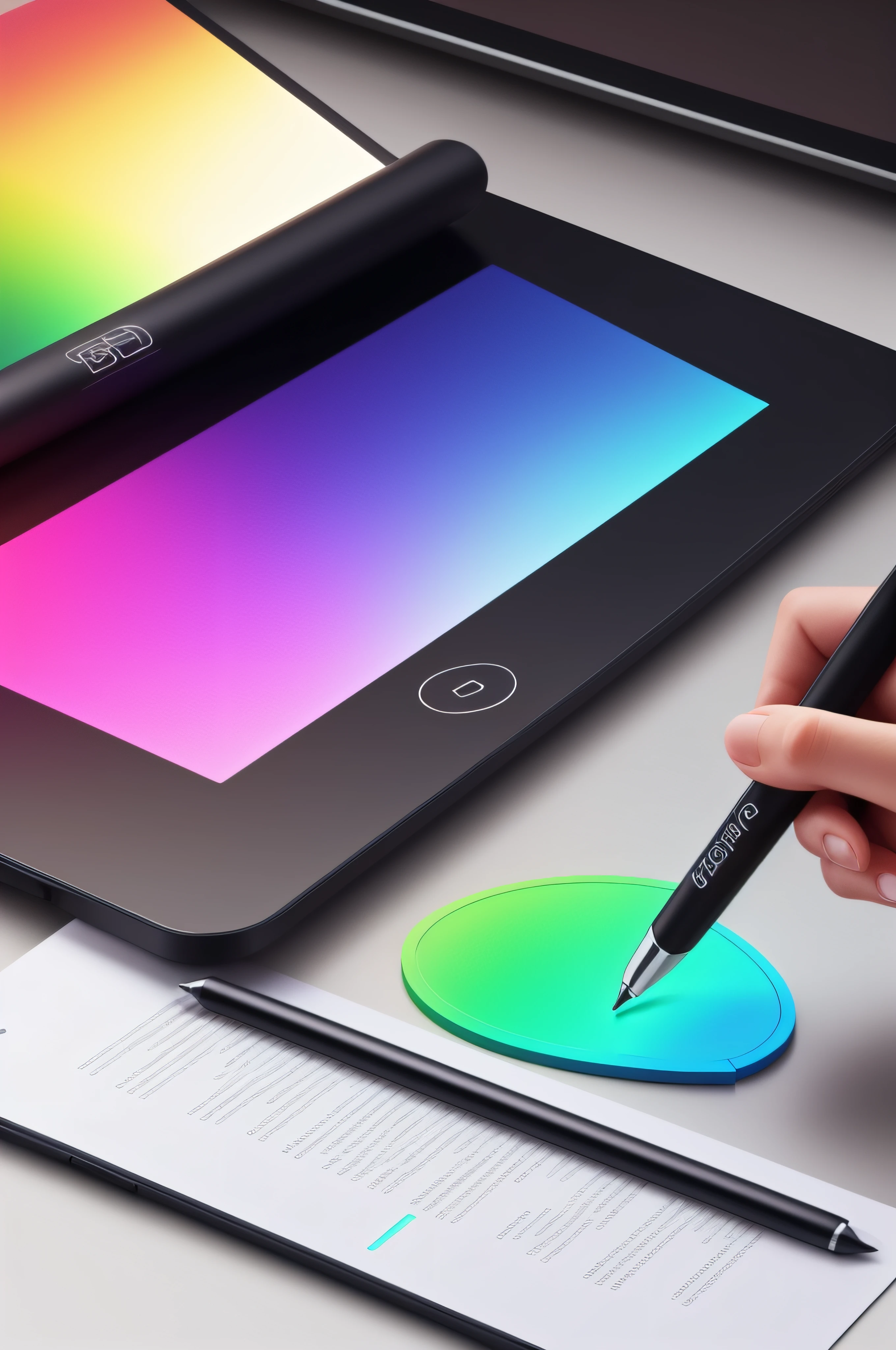 A close up of a person using a pen to draw on a tablet - SeaArt AI