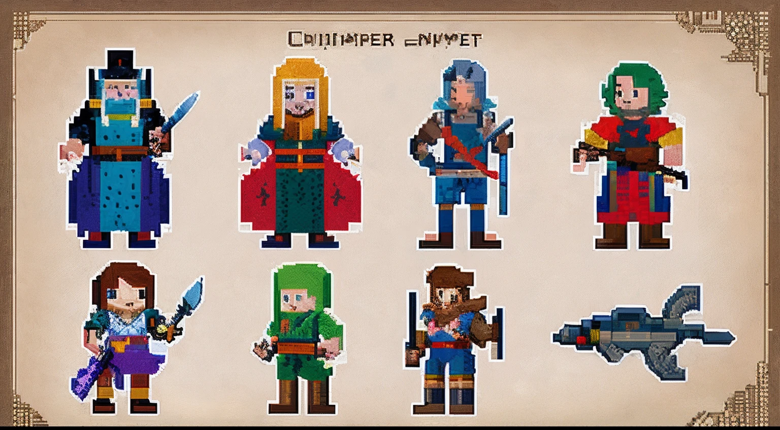 A close up of a bunch of pixel characters on a white background - SeaArt AI