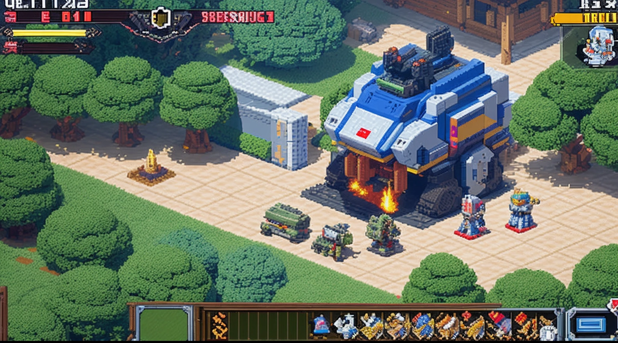 A screenshot of a game with a large building and a lot of people ...