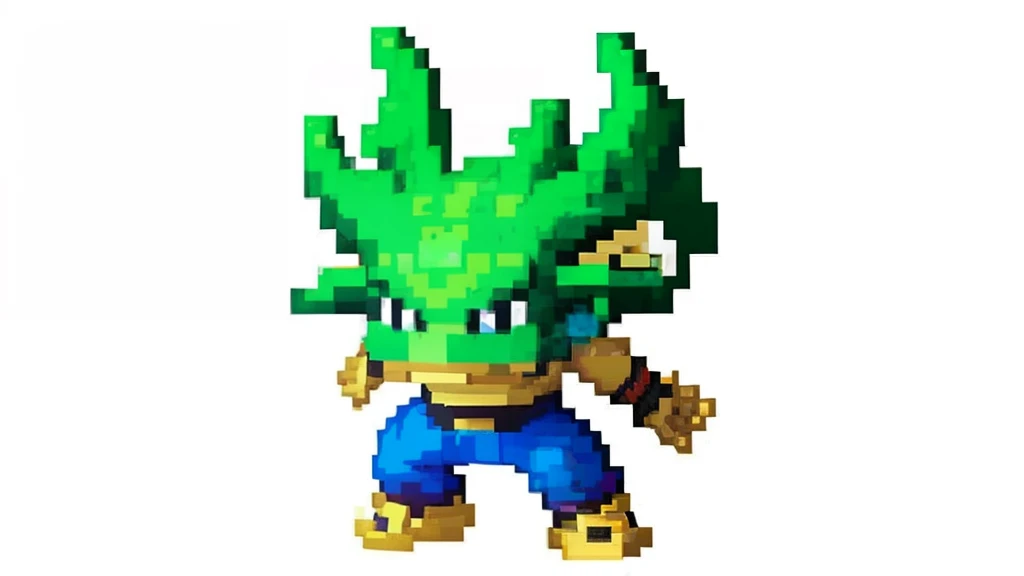 A close up of a pixel art of a green and blue dragon - SeaArt AI