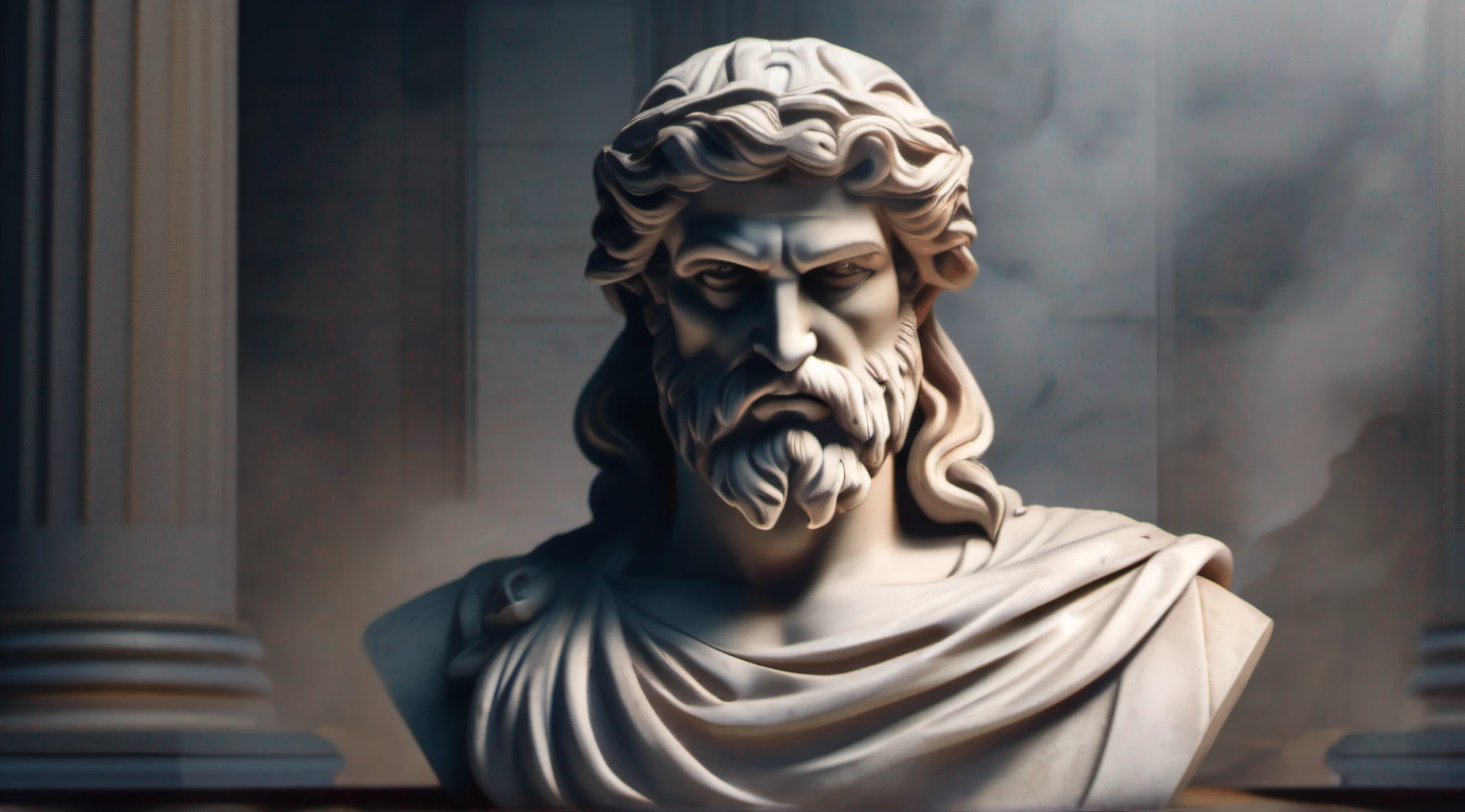 Primer plano de una estatua de un hombre con barba - SeaArt AI