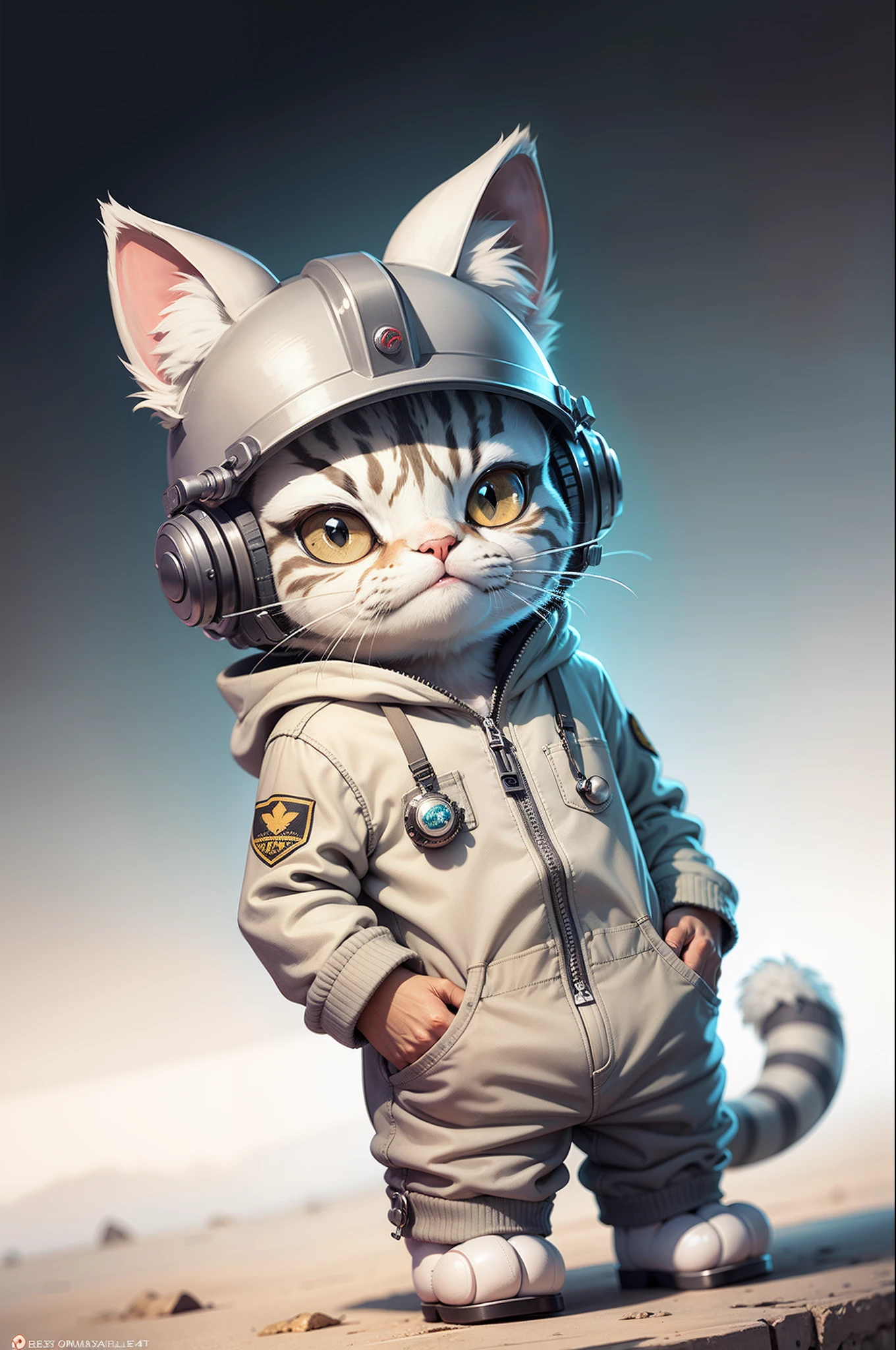 A close up of a cat wearing a space suit and headphones - SeaArt AI