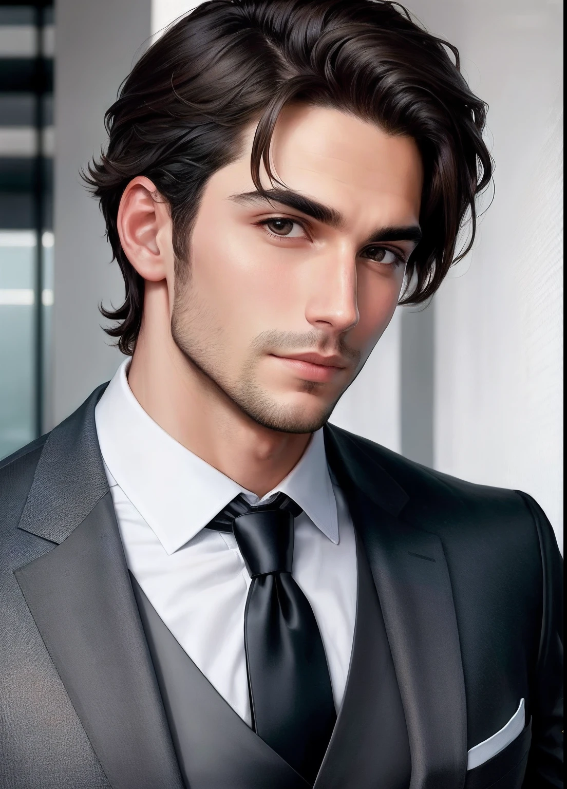 A close up of a man in a suit and tie posing for a picture - SeaArt AI