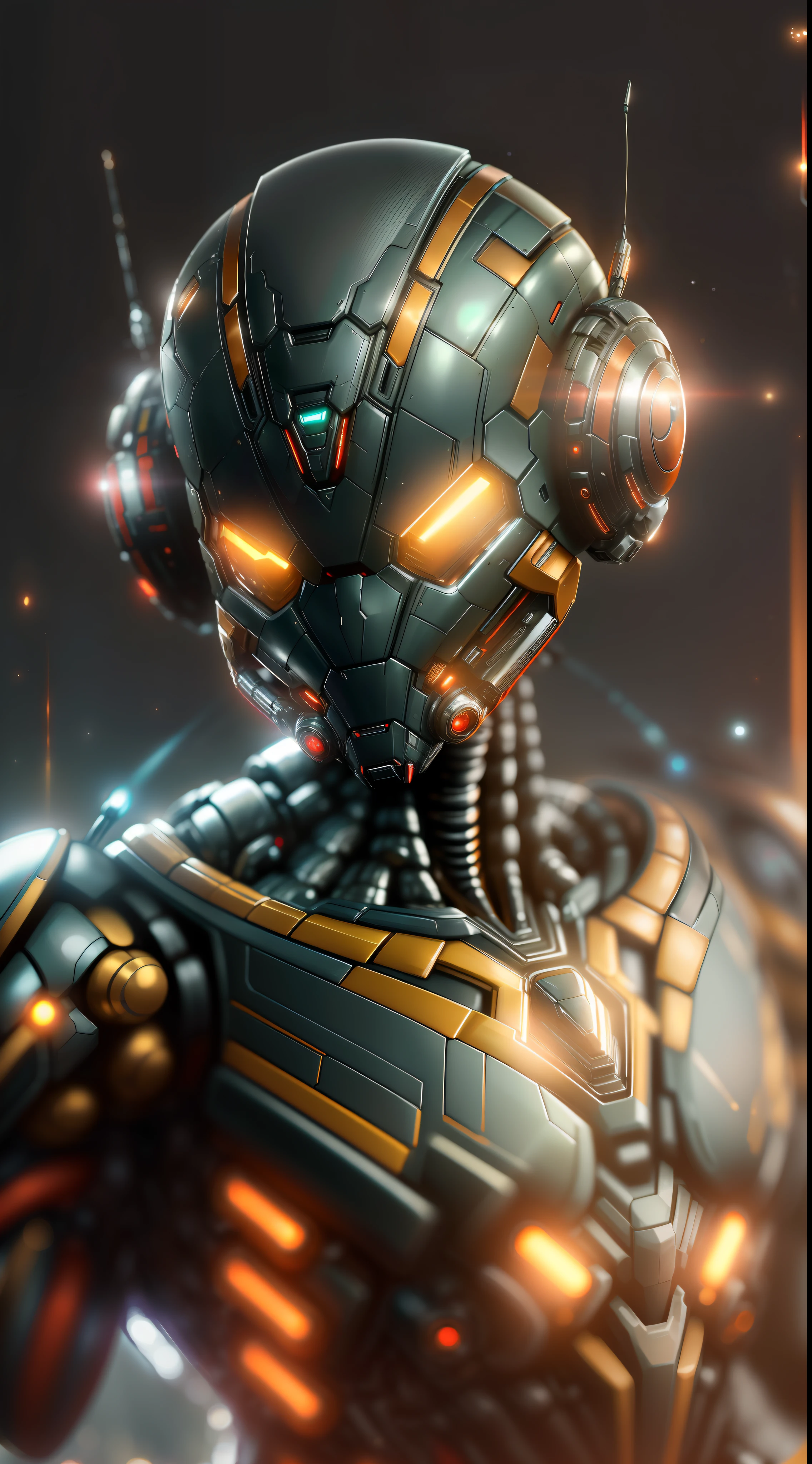 A close up of a robot with glowing eyes and a futuristic body - SeaArt AI