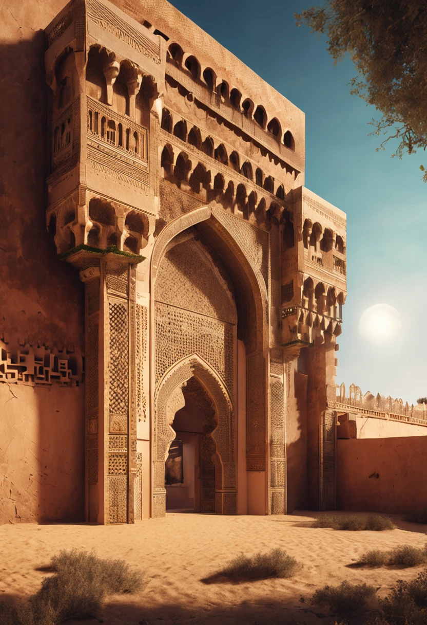 Arafed building with a large archway and a clock on the side - SeaArt AI