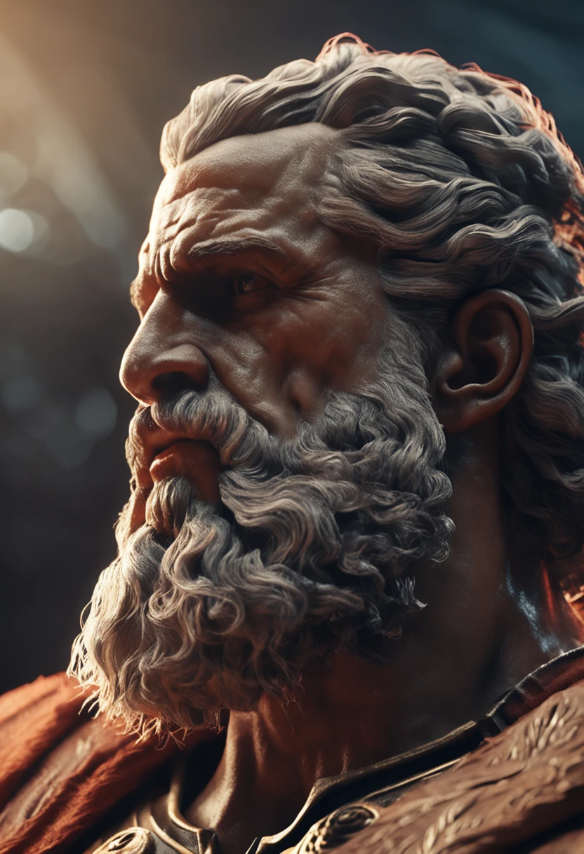 A close up of a statue of a bearded man with a beard - SeaArt AI